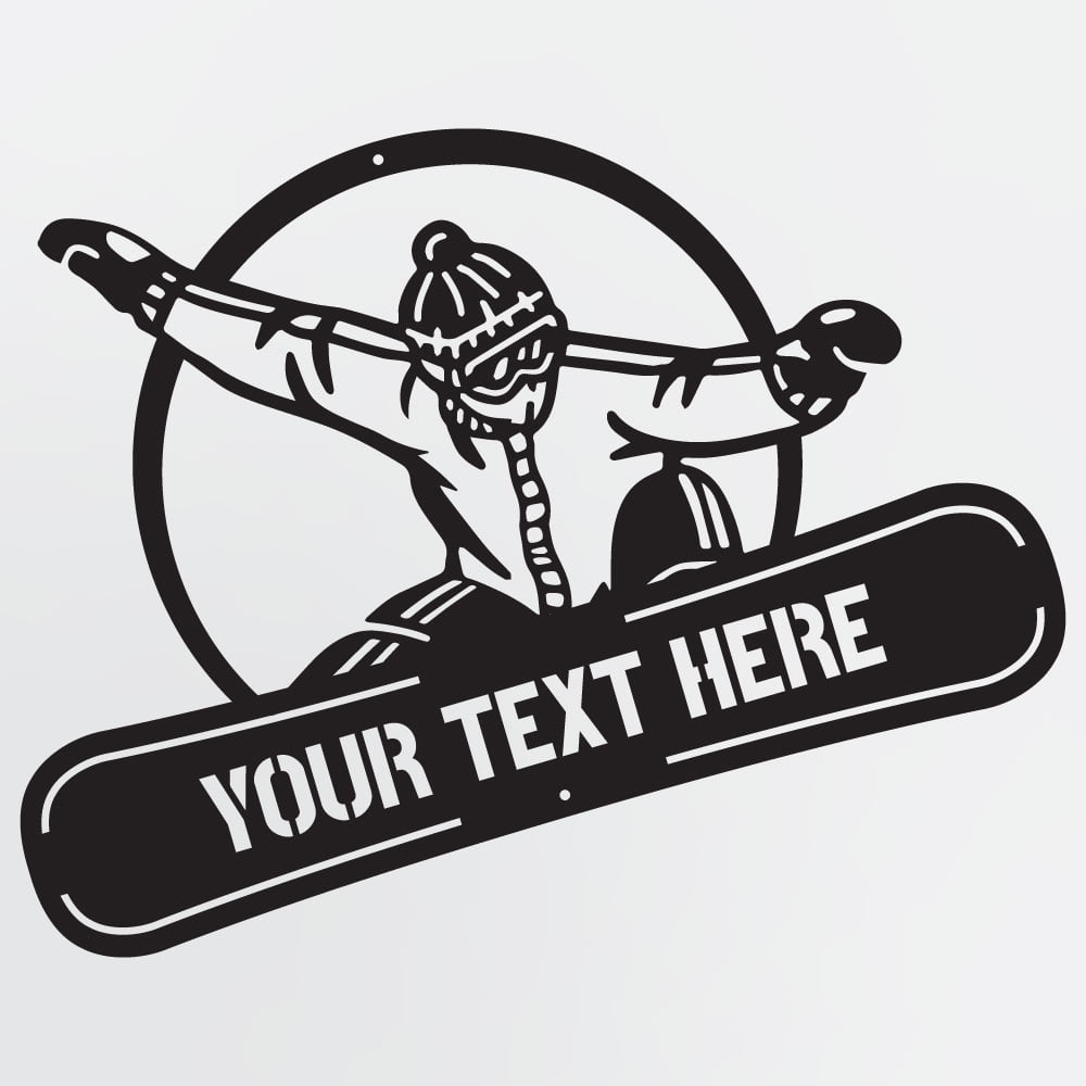 Custom Metal Snowboard Sign With Soaring Snowboarder - SteelSigns.ca